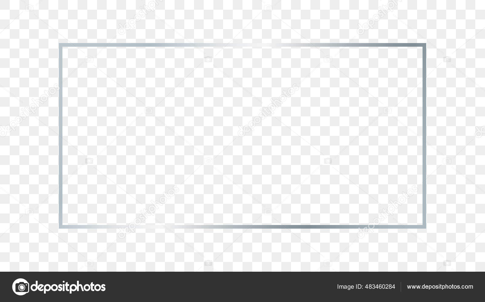 Bingkai Bentuk Persegi Panjang Bersinar Perak Diisolasi Pada Latar Belakang Vektor Stok oleh ...
