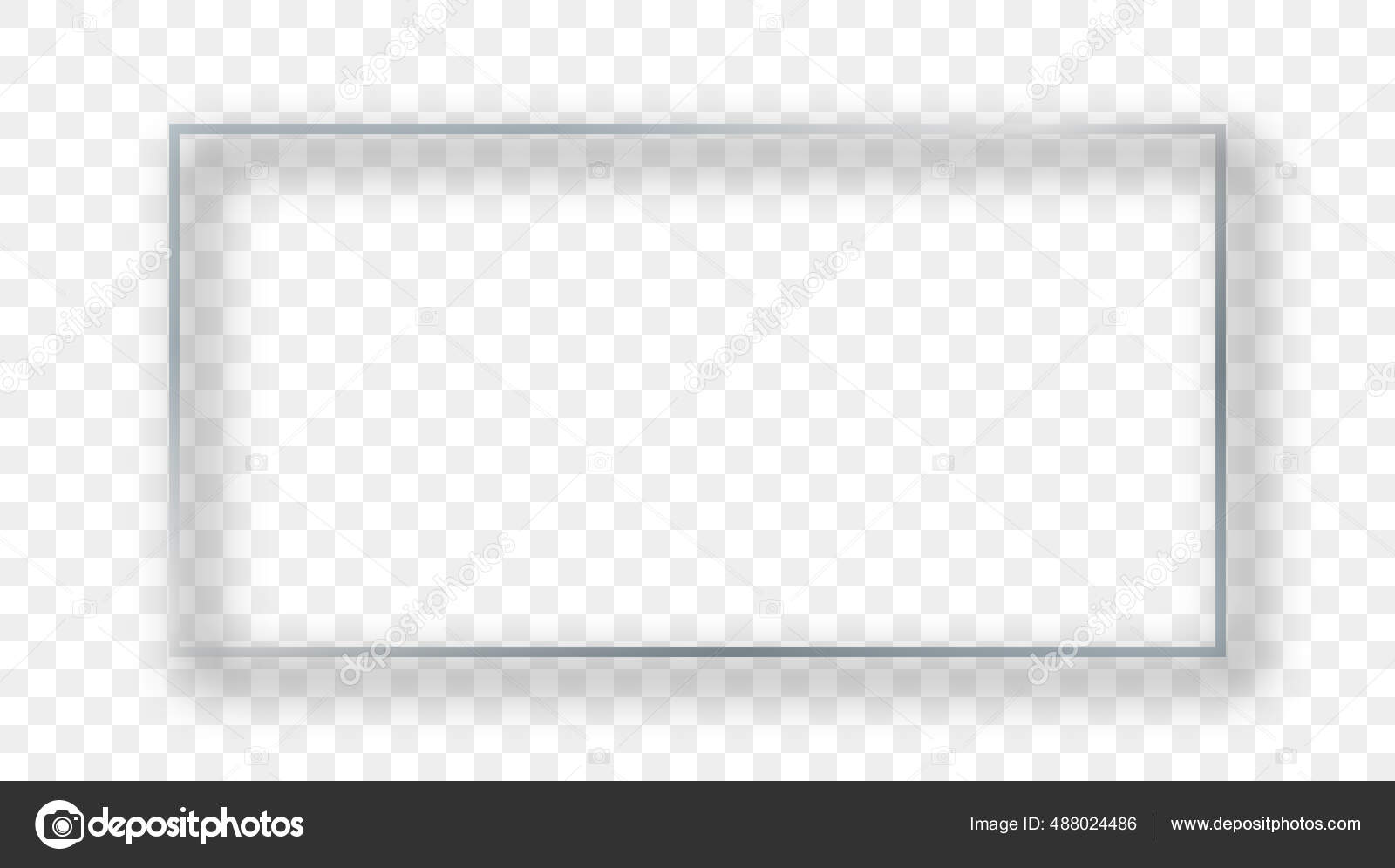 Marco Rectangular Brillante Plateado Con Sombra Aislada Sobre Fondo ...