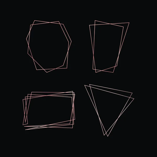 Set Four Rose Gold Geometric Polygonal Frames Shining Effects Isolated ...