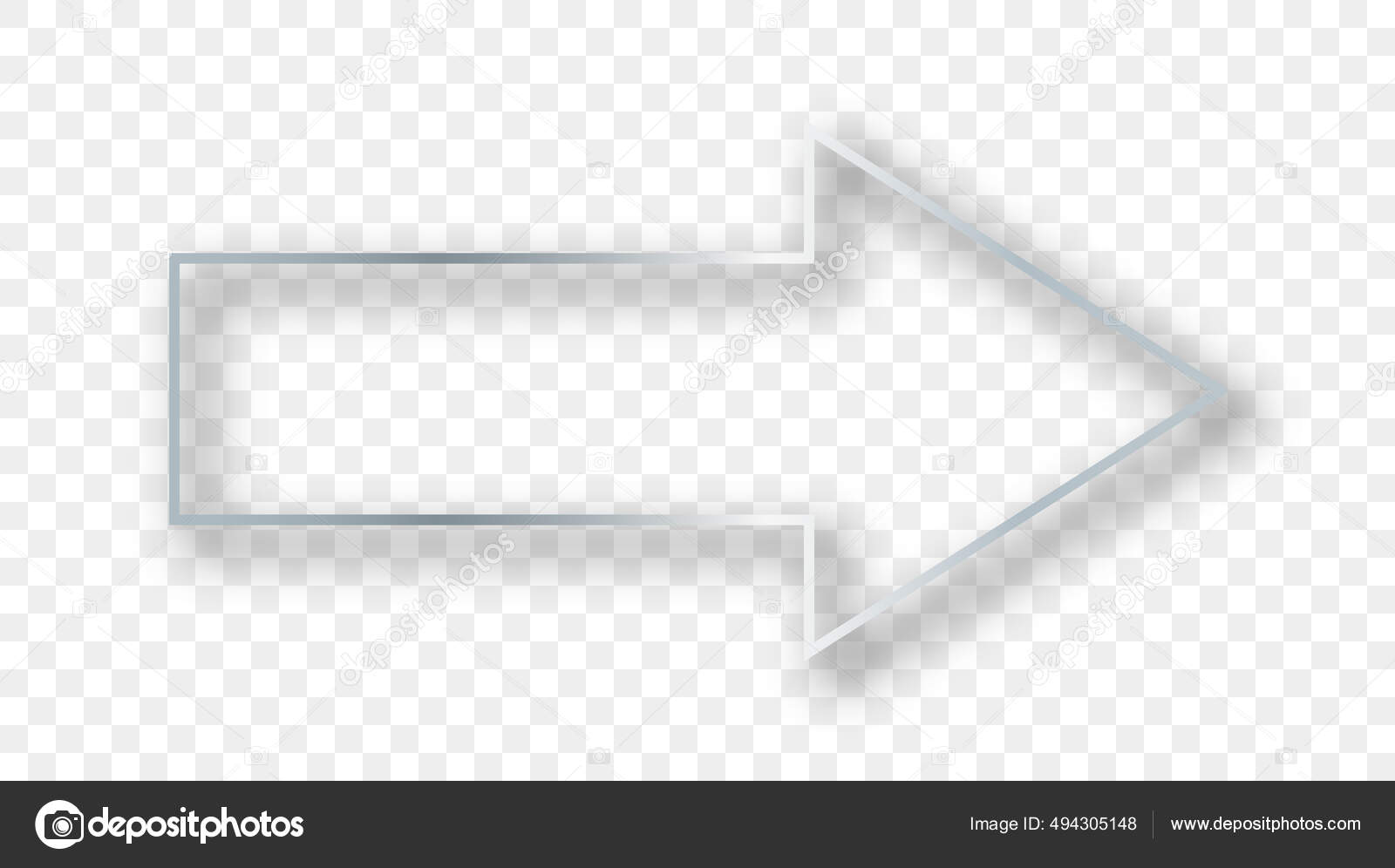 Silver Glowing Arrow Shape Frame Shadow Isolated Transparent Background ...