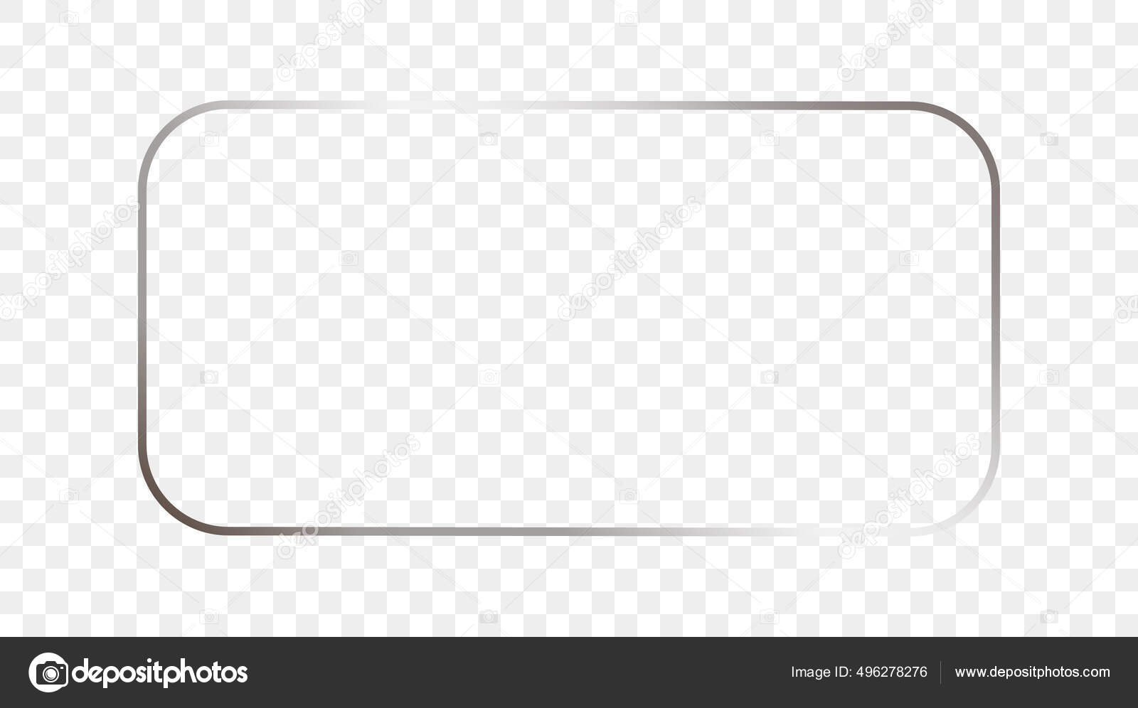 Marco Rectangular Redondeado Brillante Plateado Aislado Sobre Fondo ...