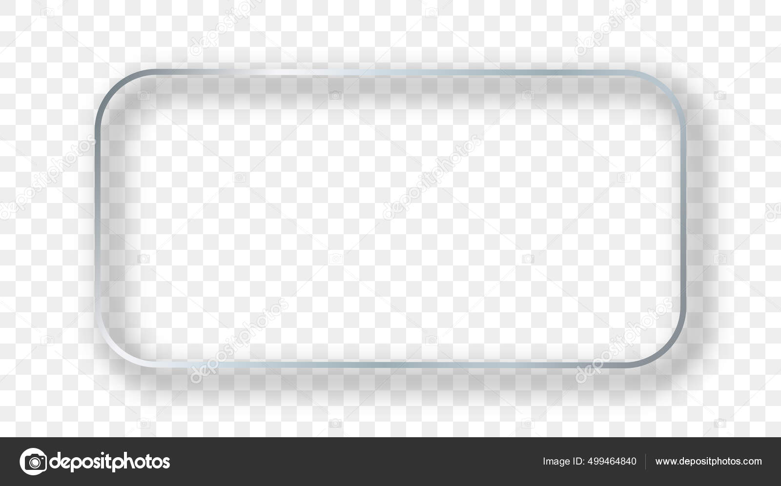 Silver Glowing Rounded Rectangular Frame Shadow Isolated Transparent ...