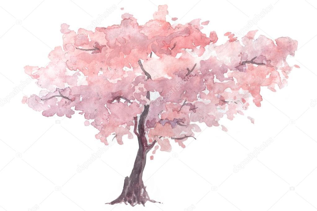 Watercolor Cherry Trees