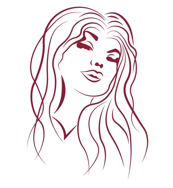 Young woman face, fashion sketch, black and white linear face drawing ... Young woman face, fashion sketch, black and white linear face drawing ...