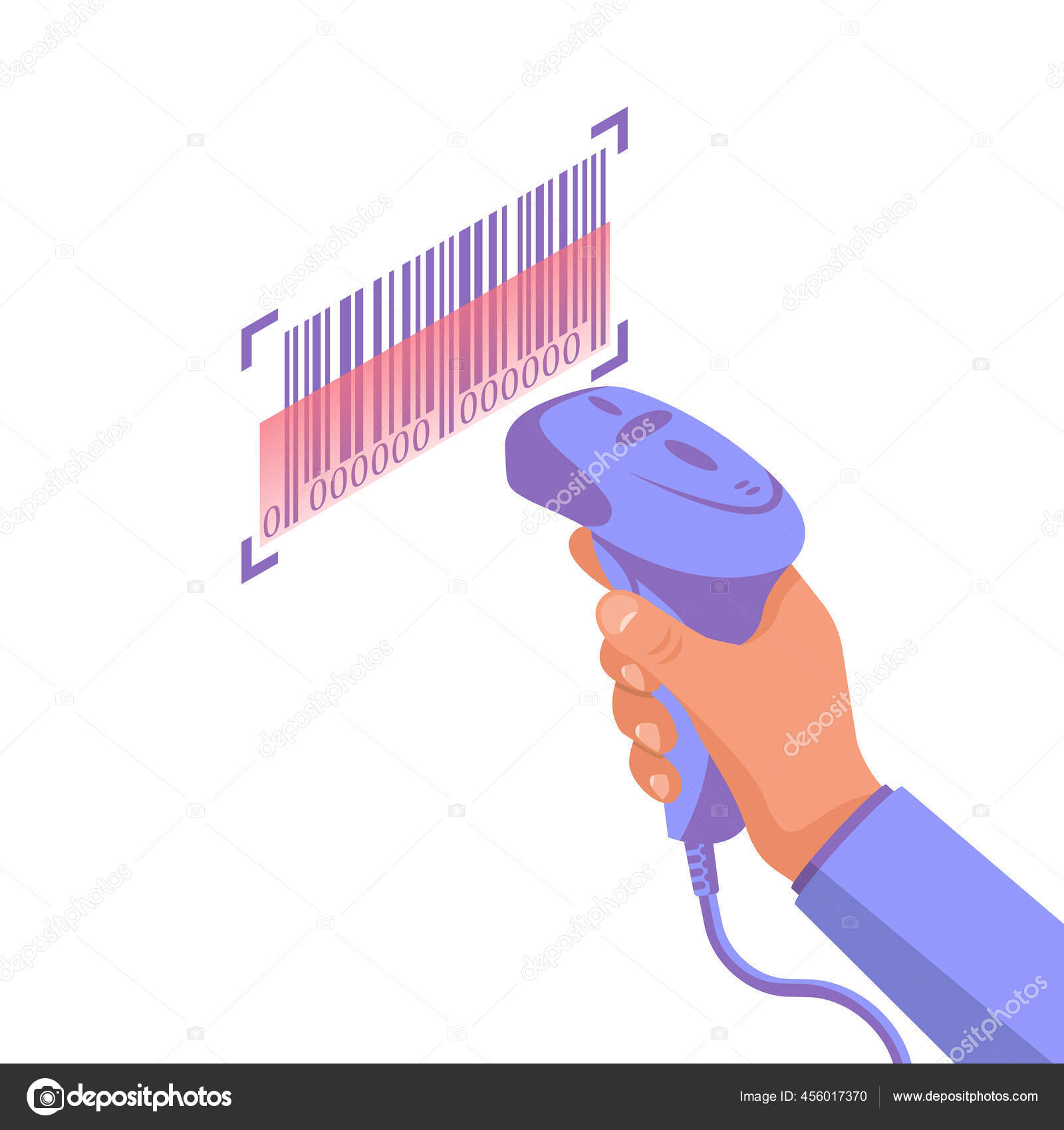 Operator Holds Barcode Scanner Hand Scanning Barcode Equipment ...