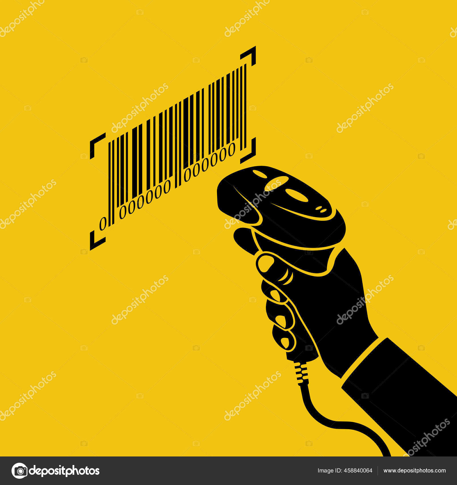 Black Icon Operator Holds Barcode Scanner Hand Silhouette Scanning ...