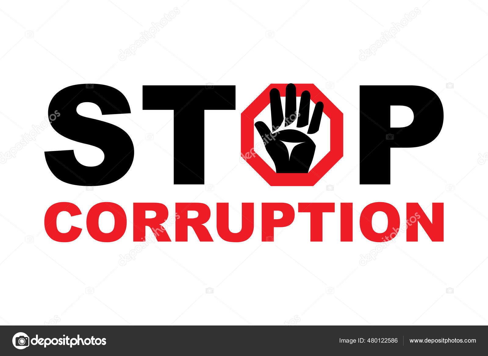 Stop corruption landing page. Hand denial sign Stock Vector by ...