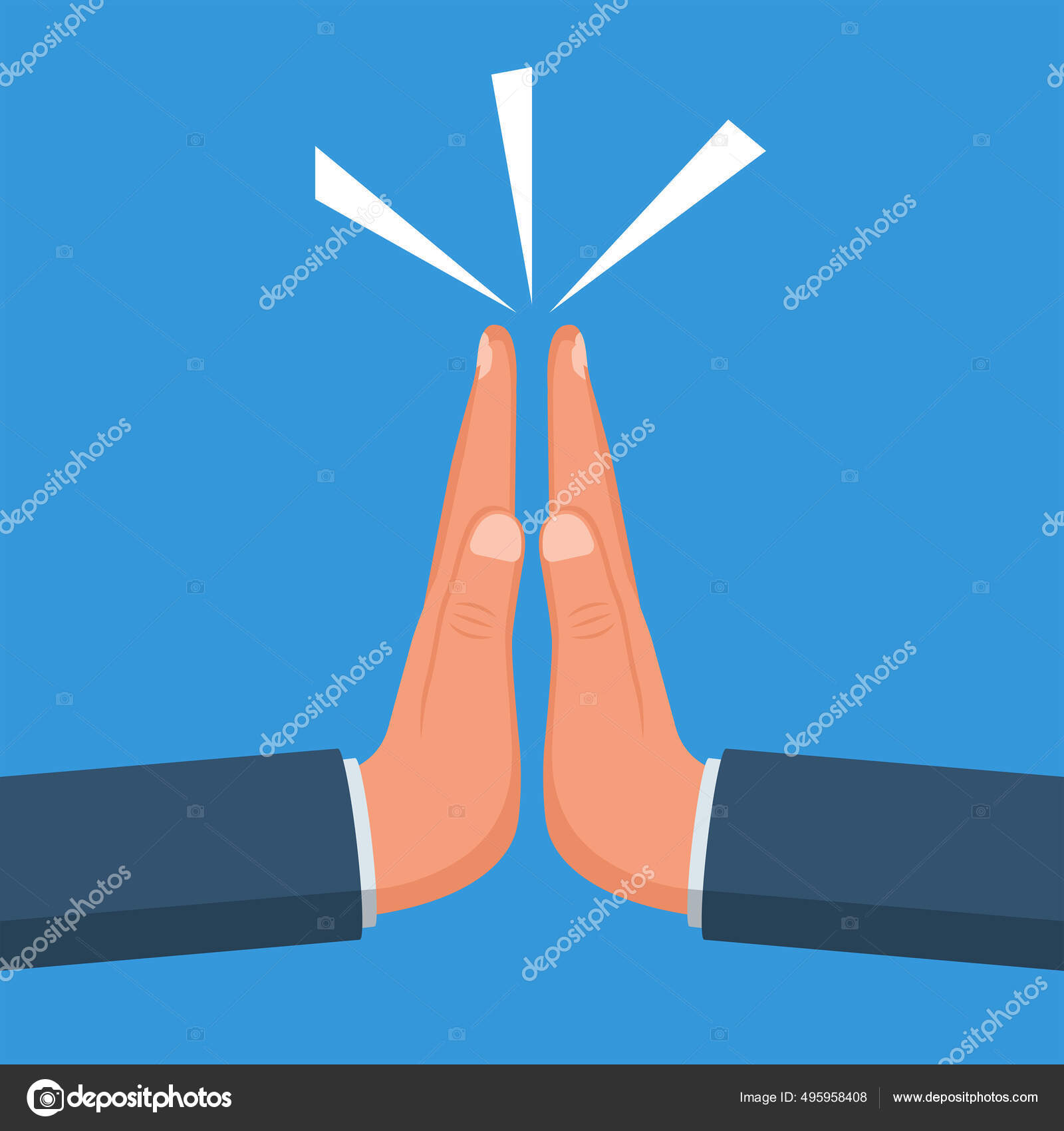 Two hands clapping. Five gesture. Hands together Stock Vector Image by ...