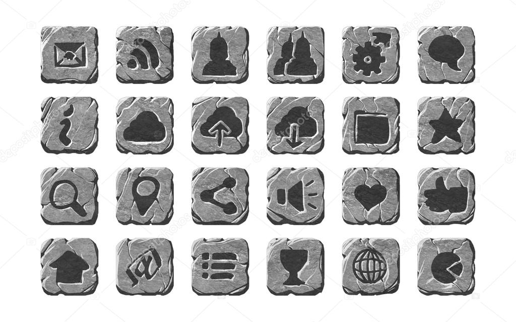Realistic stone icons and buttons. — Stock Photo © philllbg #98005824