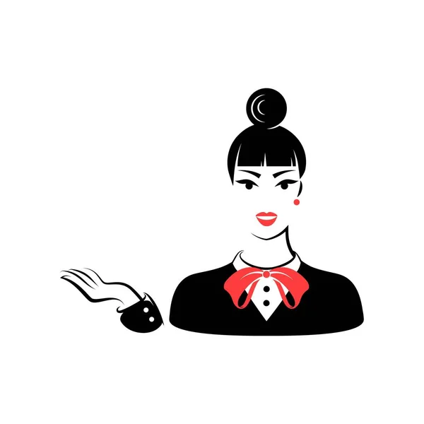 Shop Assistant Woman Hand Points Out Userpic Portrait Isolated White ...