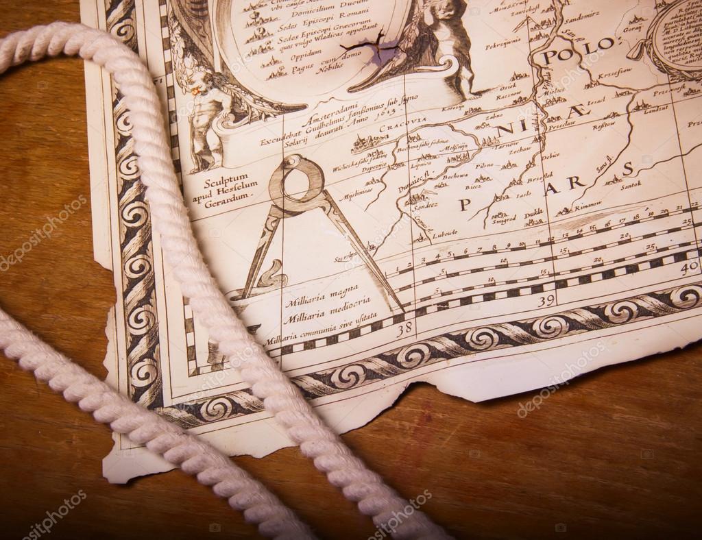 Old compas on old map with rope Stock Photo by ©simplesseller.gmail.com ...