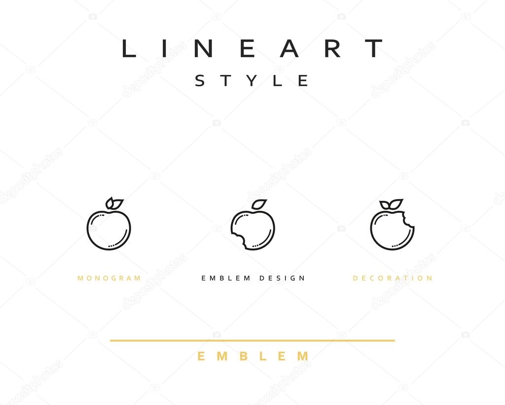 Apple icon style line art. Stock Vector Image by ©megavectors #122815246