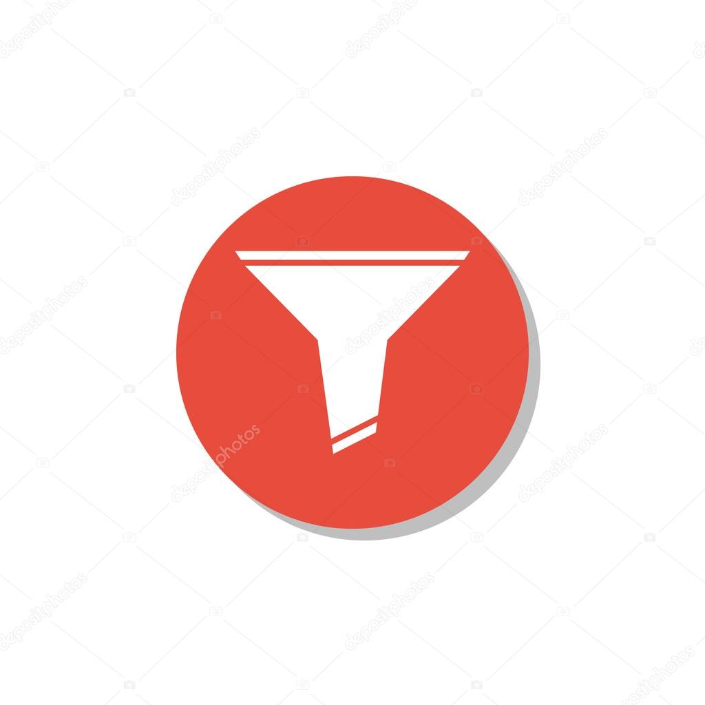 Filter icon, on white background, red circle border, white outli ...