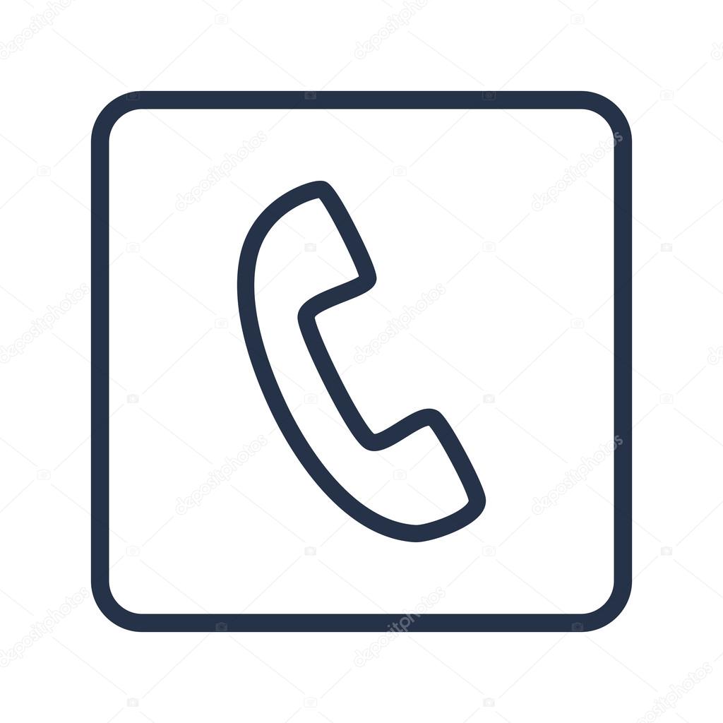 Phone icon, on white background, rounded rectangle border, blue outline ...