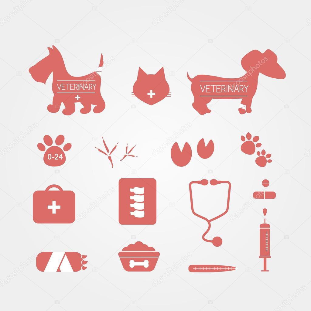 Pets veterinary icons set. Medicine emblems. Vector illustration Stock ...