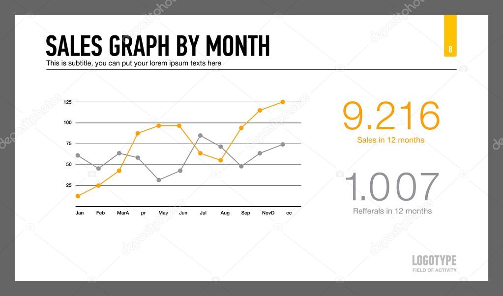 Sales graph by month slide template Stock Vector by ©surfsup.vector ...