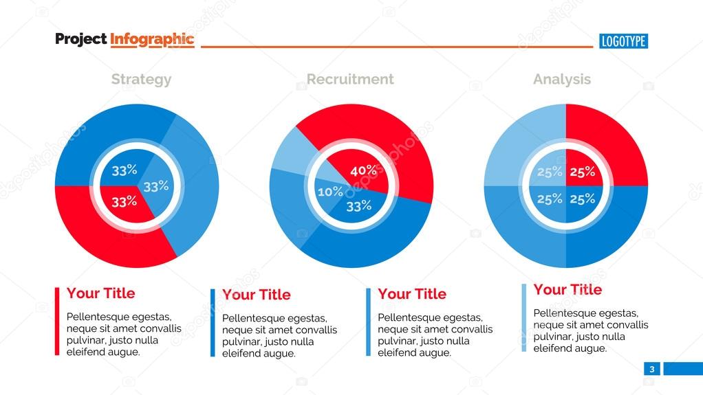 Three Pie Charts Slide Template Stock Vector by ©surfsup.vector.gmail.com 117200912