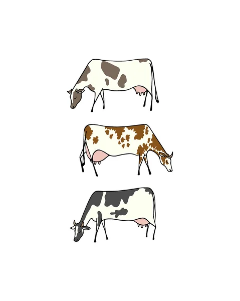 Meadow with cows Vector Art Stock Images | Depositphotos