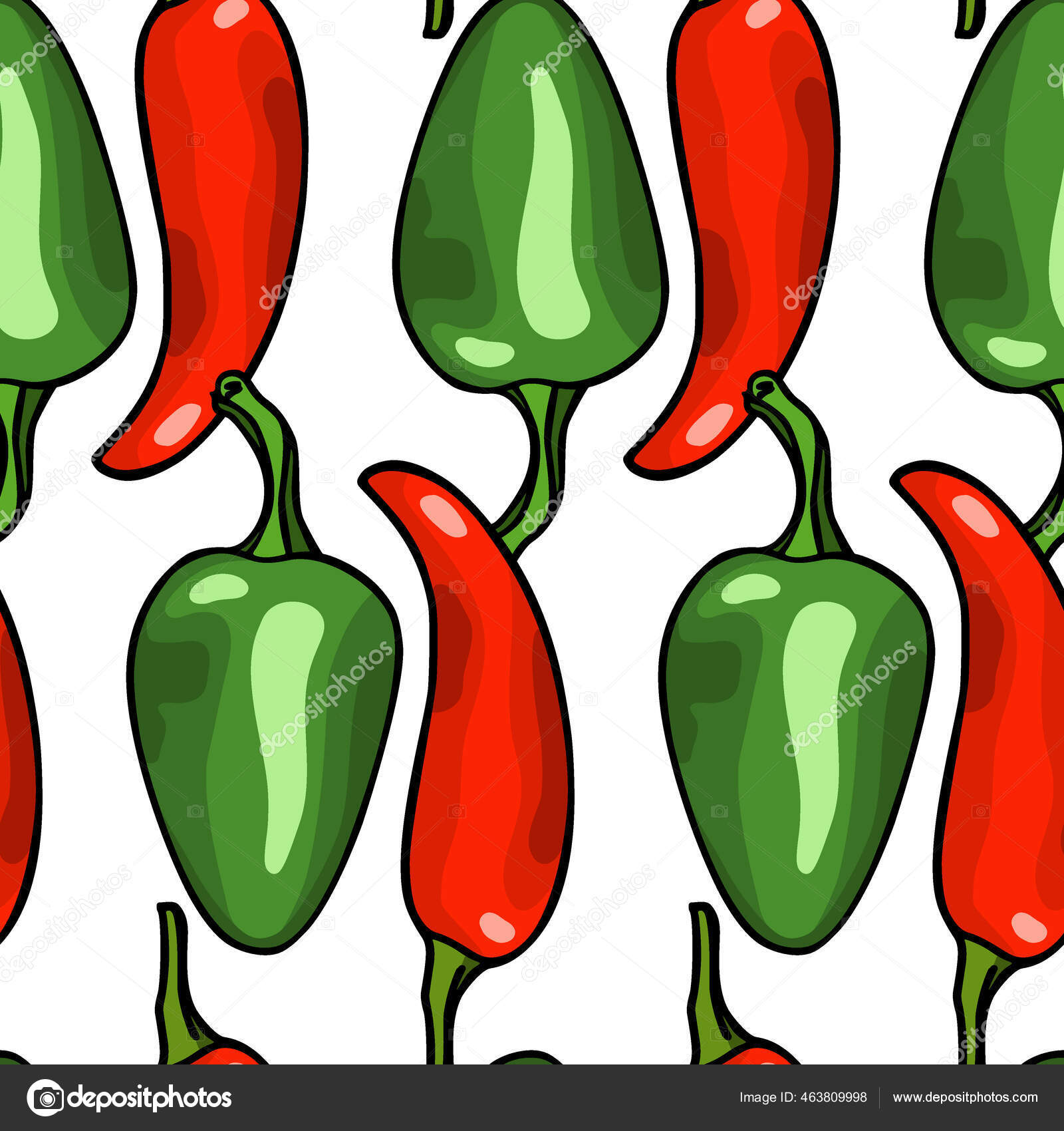 Hand drawn pepper pattern Stock Vector Image by ©Ezhevica #463809998