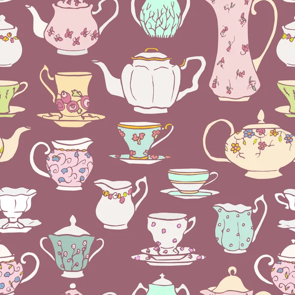Tea party seamless pattern — Stock Vector © Pani_Ayanna #64079519