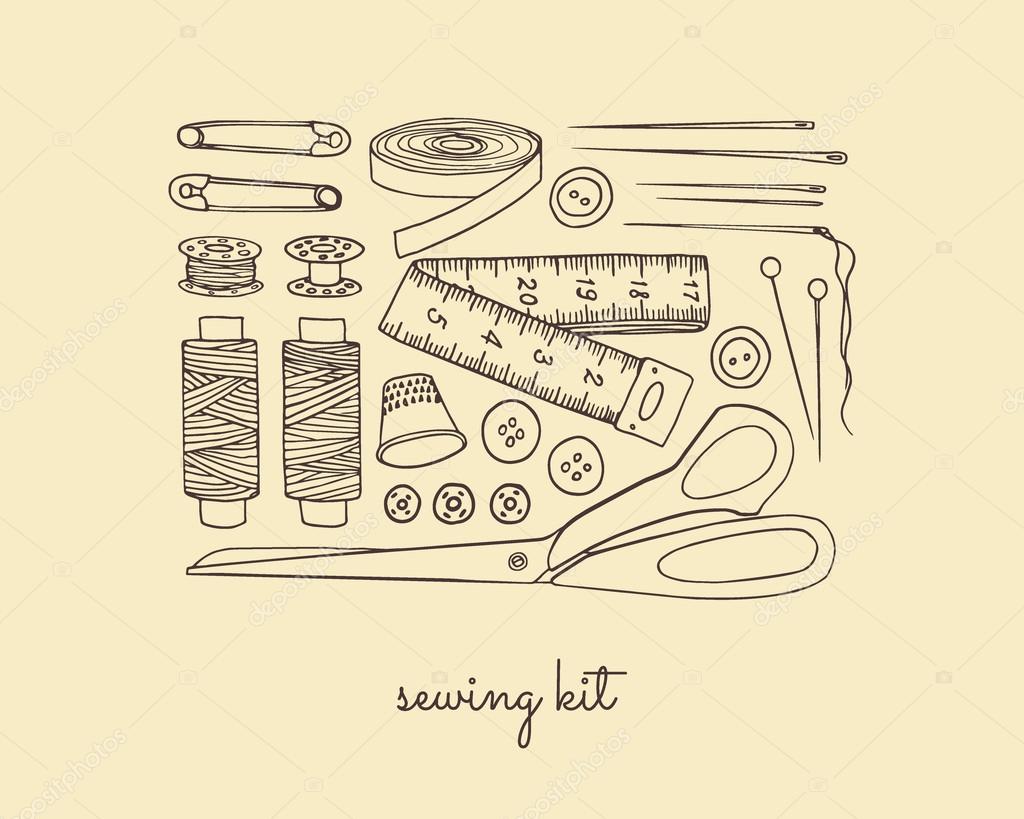 Sewing kit illustration Stock Vector Image by ©Ezhevica #98403562