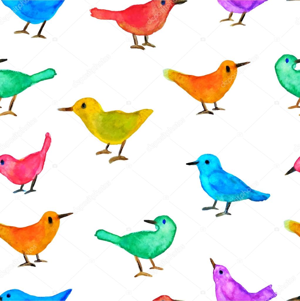 Watercolor birds pattern — Stock Vector © Ezhevica #98403624