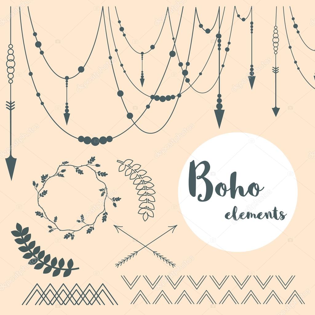 Set of Boho Style Elements. Vector Drawing. Stock Vector Image by ©Brainsbutter.gmail.com #105863072