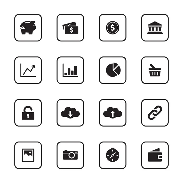 Black flat safety and miscellaneous icon set with rounded rectangle frame Stock Vector by ...