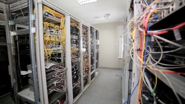 Server Room units, data center terminals with cables, wires. — Stock ...