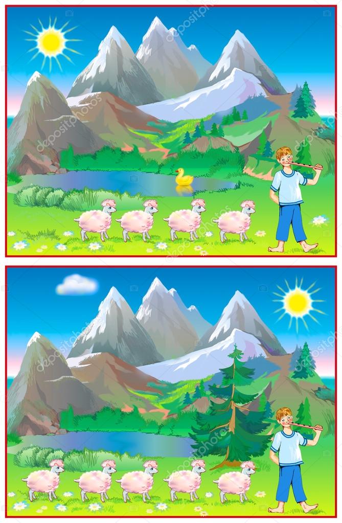 Exercises for young children - need to find 6 differences. Stock Photo ...