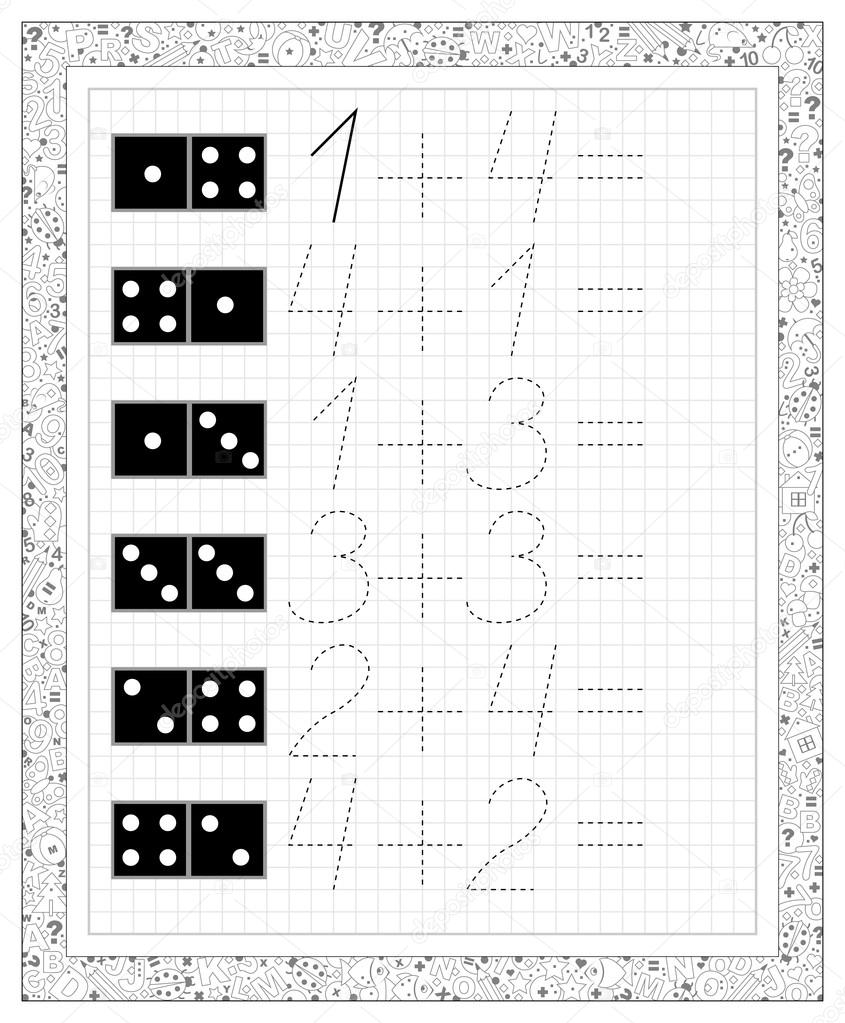 Black and white worksheet on a square paper with exercises for little ...