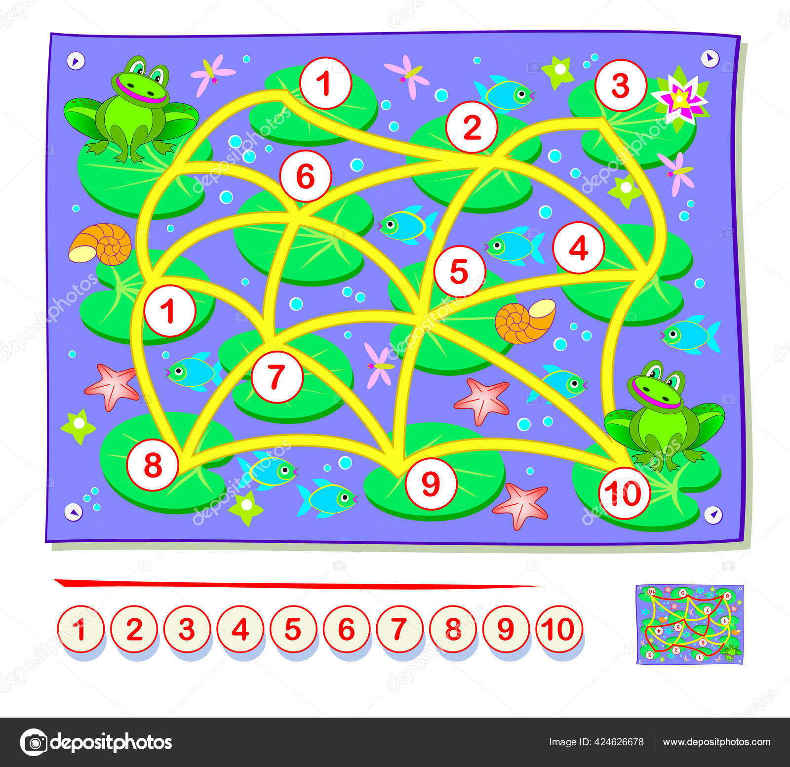 Learn Count Numbers Math Education Little Children Draw Line Test Stock ...