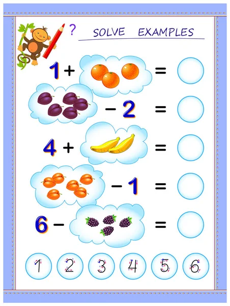 Educational Page Children Math Book Exercises Addition Need Solve ...