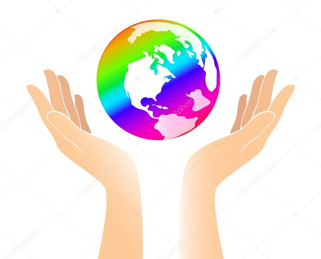 Hands holding rainbow world signs art vector Stock Vector Image by ©h ...