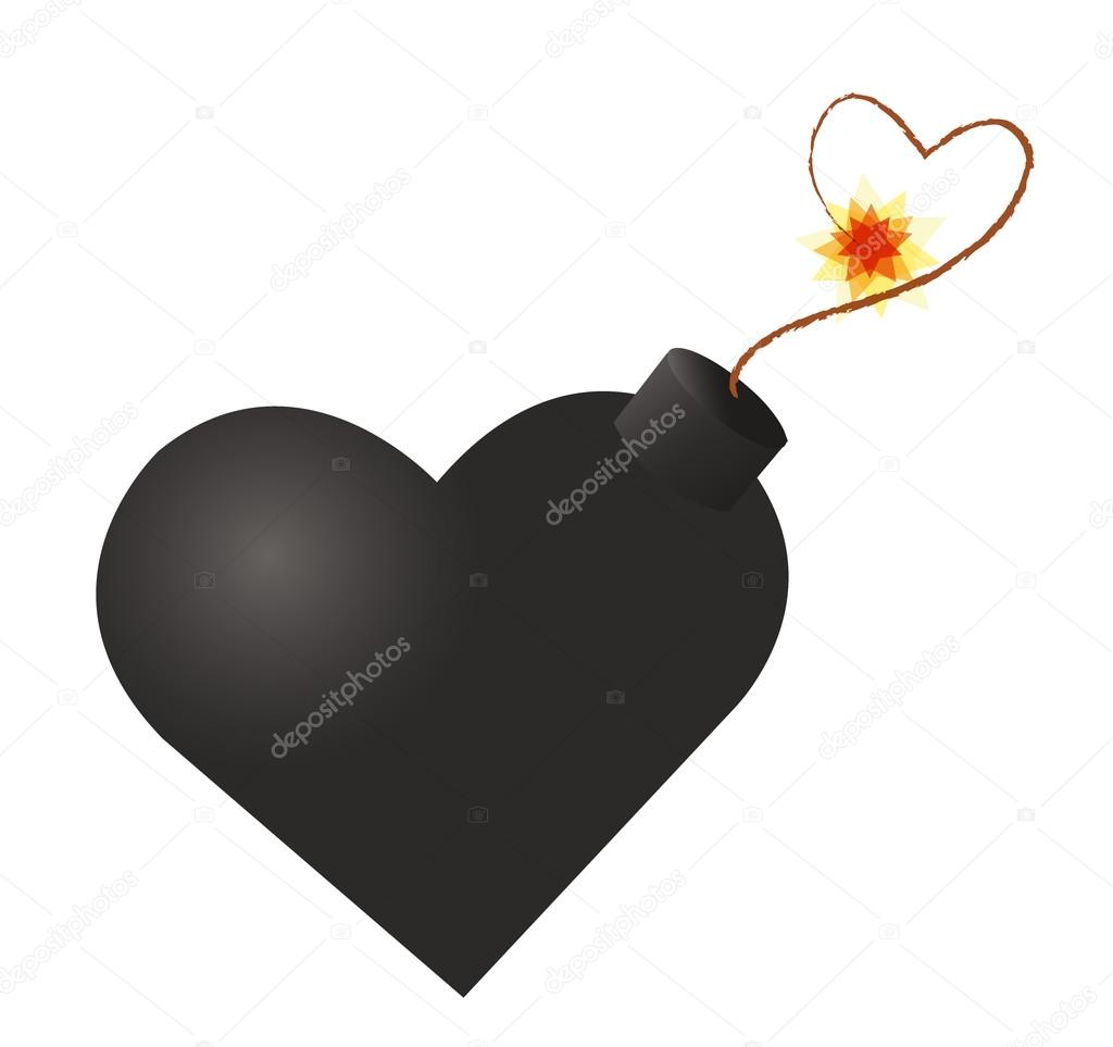 BOMB heart icon , bomb ready to explode , heart attack icon Stock ...