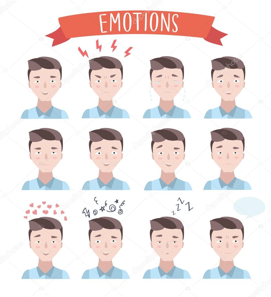 Handsome man emotions portraits — Stock Vector © cosmaa #102295936