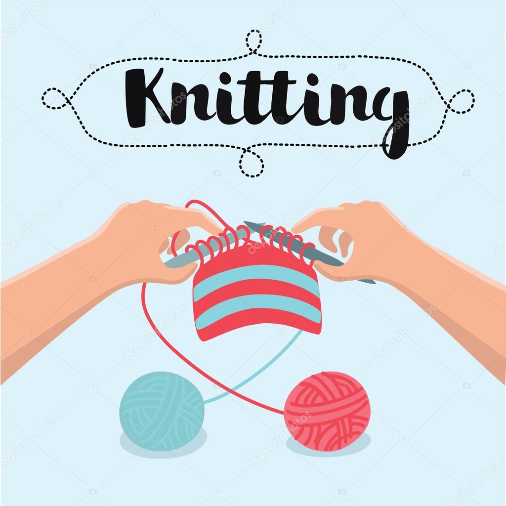 Knitting hands instructions - vector illustration — Stock Vector ...