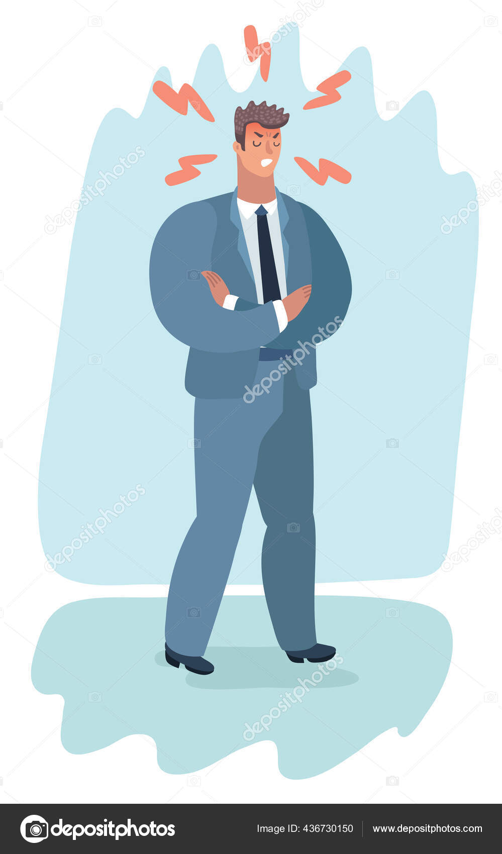 Angry man with arms crossed Stock Vector Image by ©cosmaa #436730150