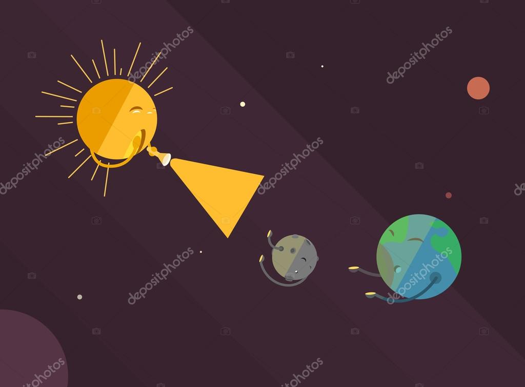 Flat style solar system illustration with planets, stars and sun Stock ...