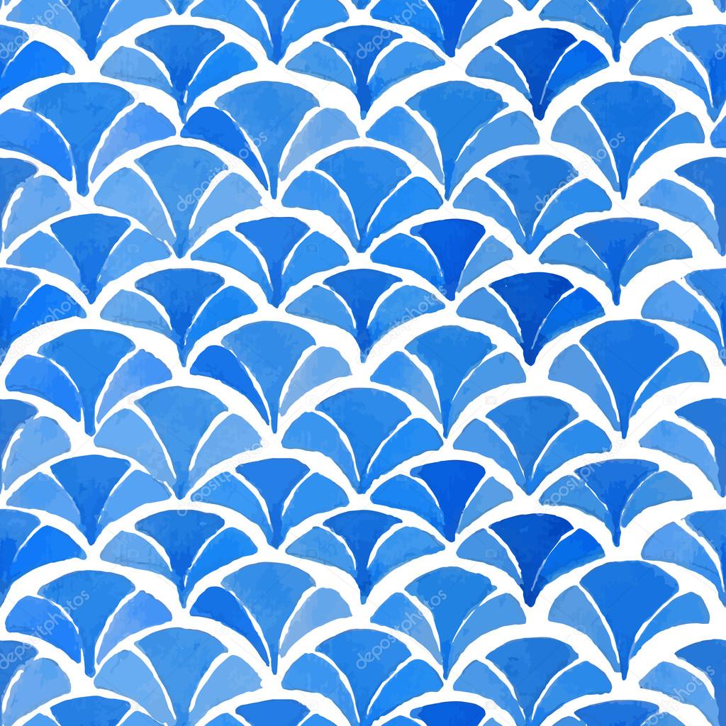Watercolor blue japanese pattern. Stock Vector Image by ©bigbadmutuh ...