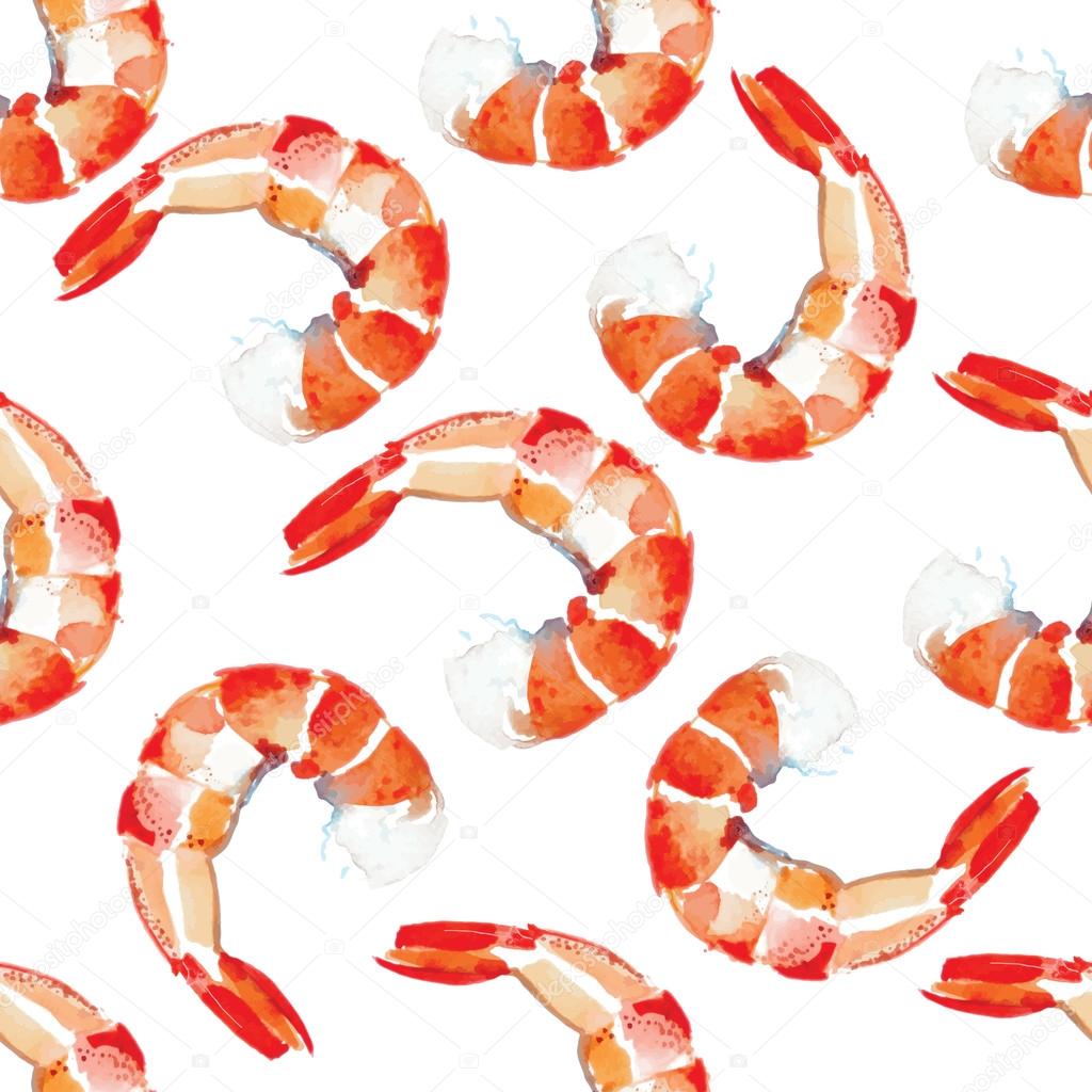 Watercolor background with hand painted shrimps. Stock Vector Image by ...