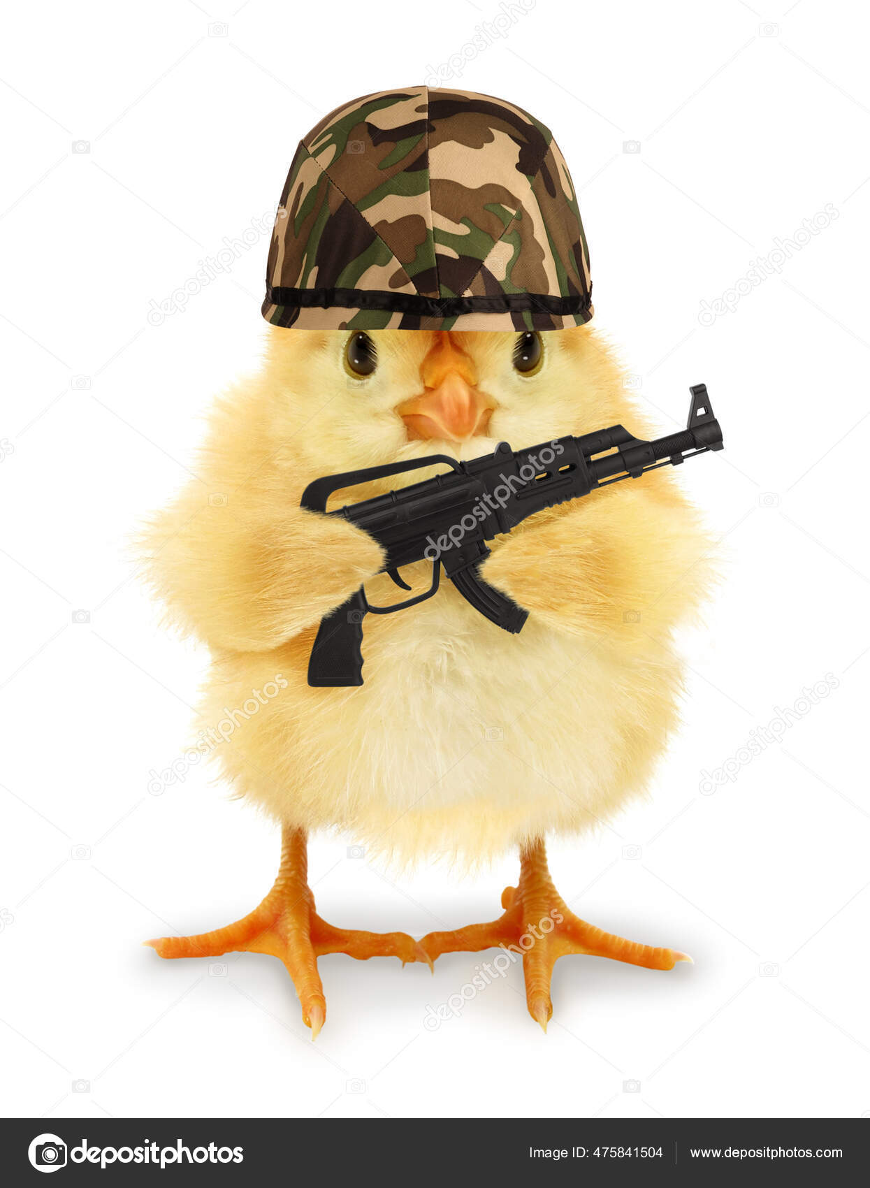 Mignon Cool Poussin Armée Militaire Soldat Avec Casque Arme D'assaut ...