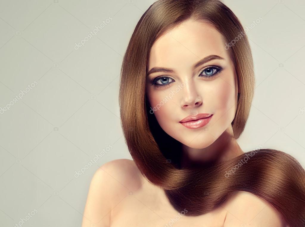 Girl with long straight smooth hair Stock Photo by ©Sofia_Zhuravets ...