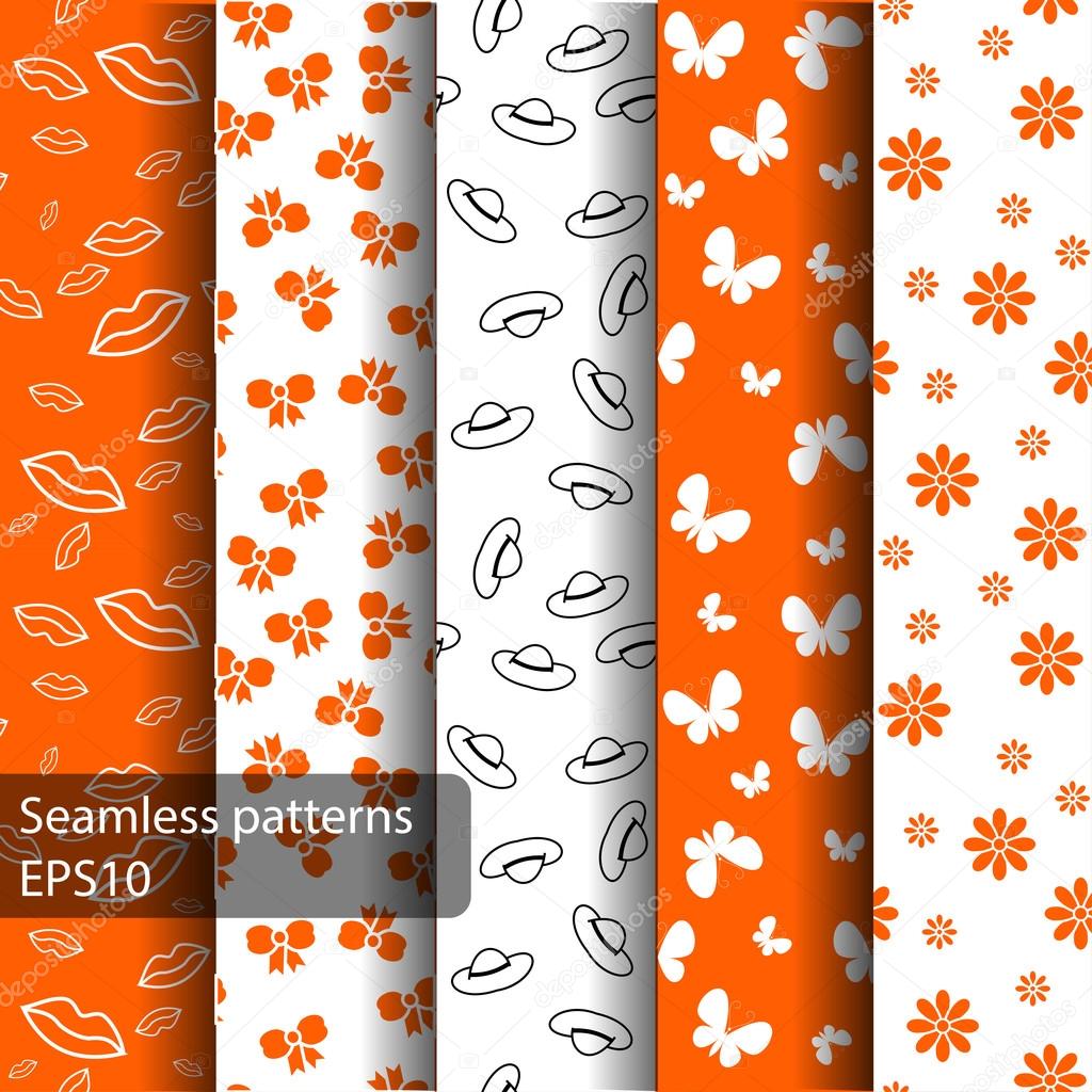 Set of seamless patterns and backgrounds for girls Stock Vector Image ...