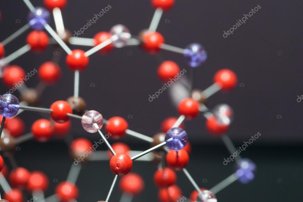 Molecular, DNA and atom model in science research lab — Stock Photo ...