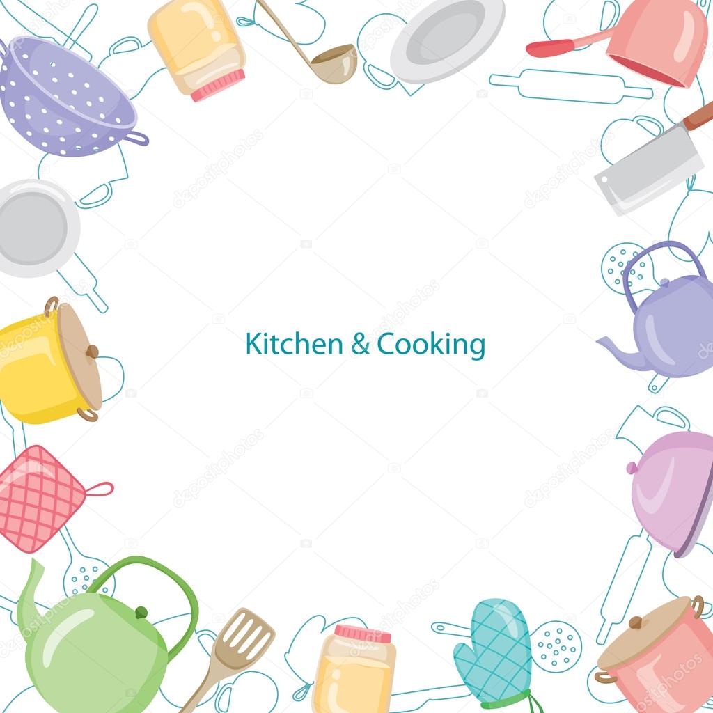 Kitchen Equipment Border — Stock Vector © MatoomMi #97746122
