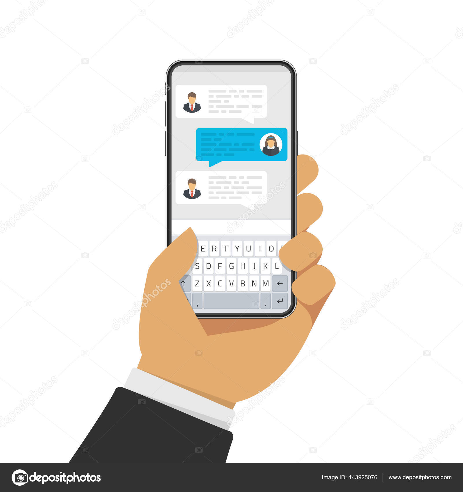 Mobile phone with keyboard in hand. Stock Vector by ©art-sonik 443925076