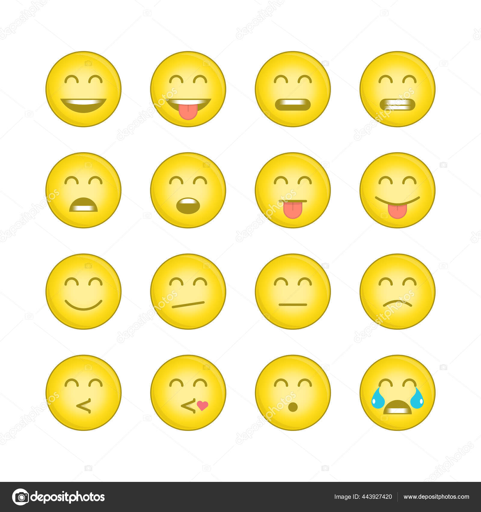 Emoticon sonrisa iconos conjunto 7. Vector de stock #443927420 de ©art ...