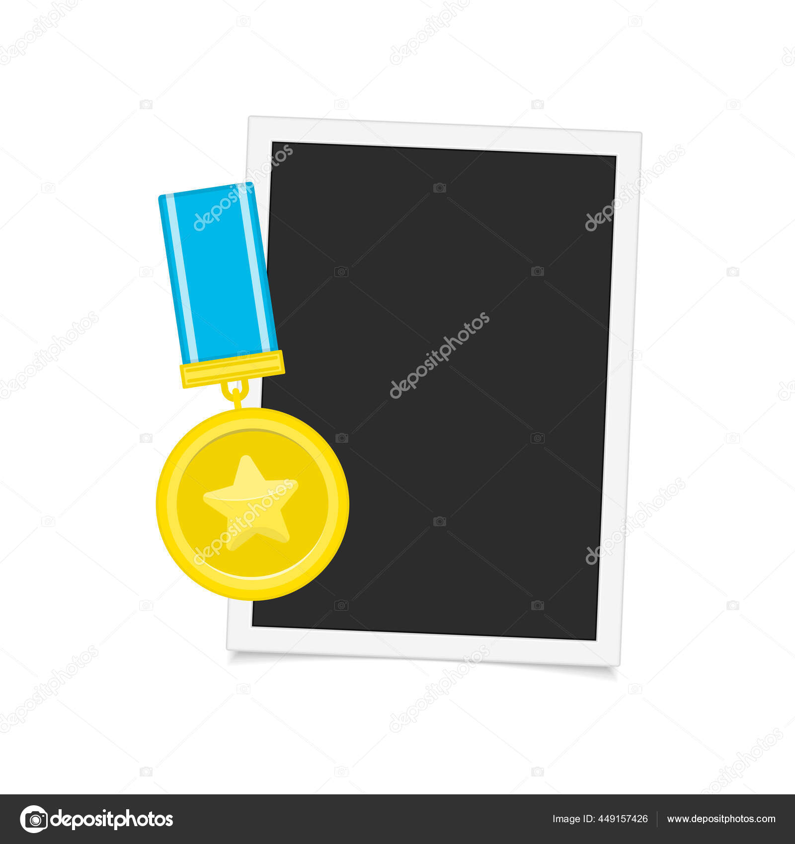 Photo frame with gold medal. Stock Vector by ©art-sonik 449157426