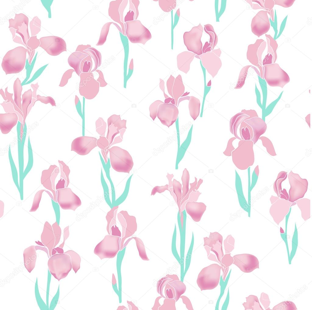 Vector seamless iris flower pattern Stock Vector by ©katya.grib 107412760